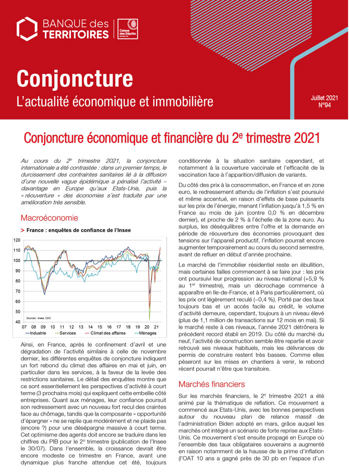 Conjoncture économique et financière du 2e trimestre 2021
