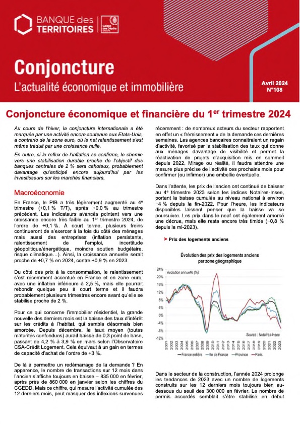 Conjoncture économique et financière du 1er trimestre 2024